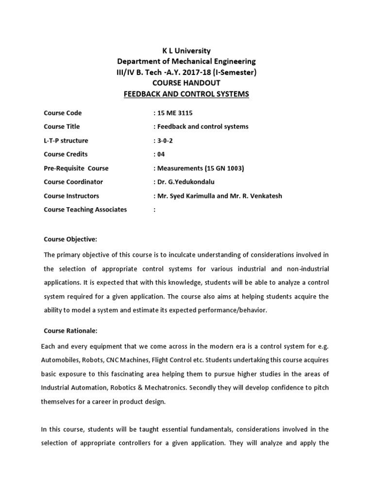 Signed - Course Handout | PDF | Programmable Logic Controller | Control Theory