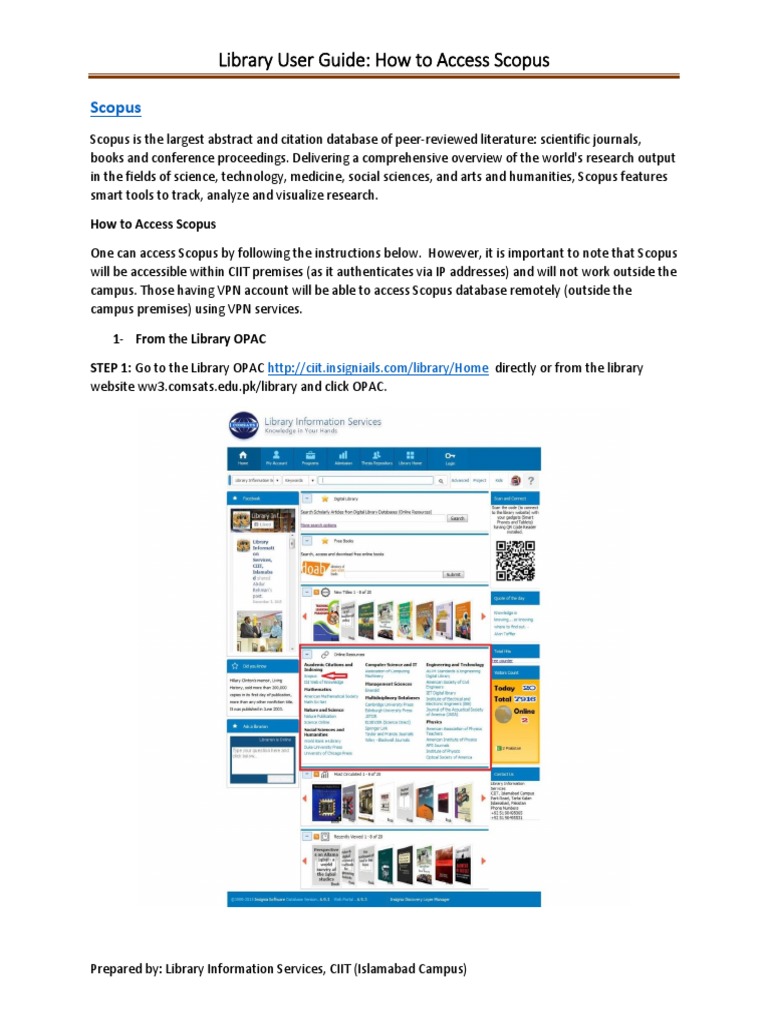 Library User Guide: How To Access Scopus | PDF