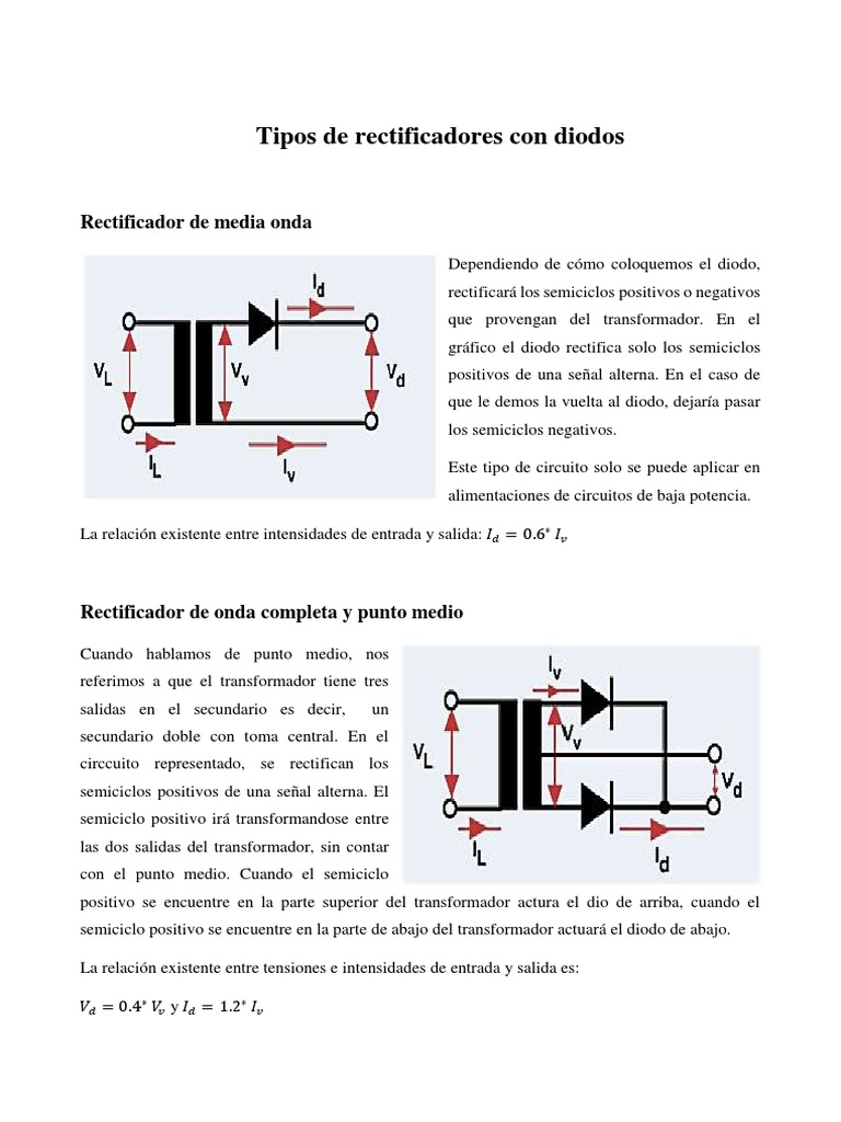 Tipos de Rectificadores Con Diodos | PDF | Rectificador | Bienes ...