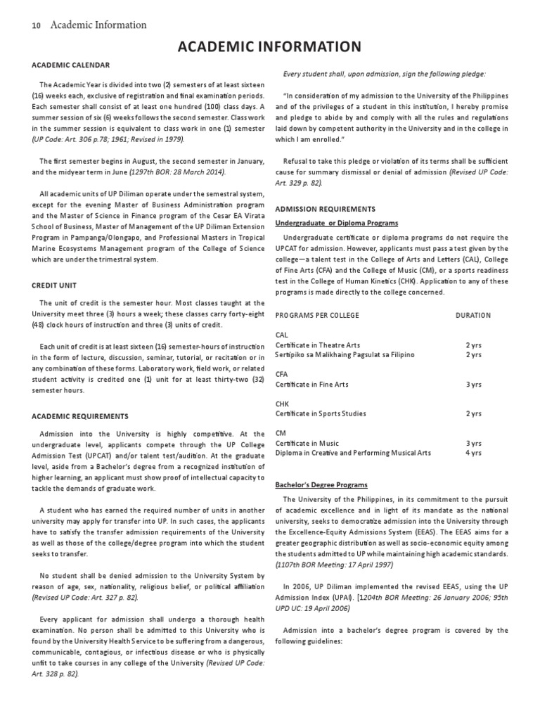 Academic Information | PDF | University And College Admission ...