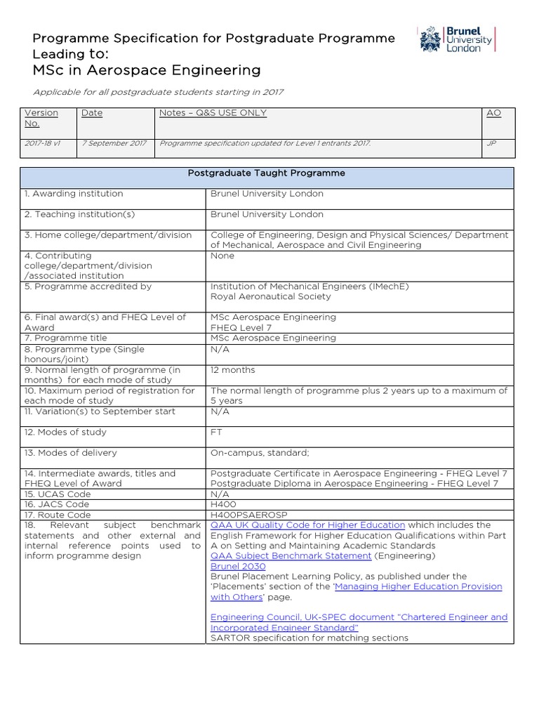 MSc Aerospace Engineering Overview | PDF | Engineering | Educational ...