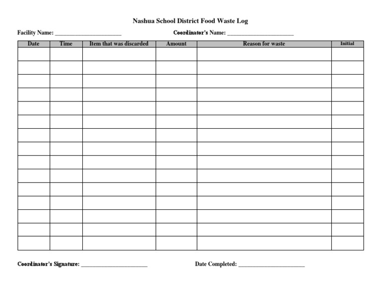 Food Waste Log | PDF
