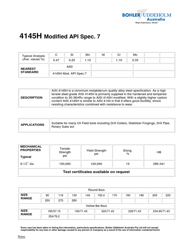 Modified API Spec. 7: Nearest Standard | PDF | Steel | Strength Of ...