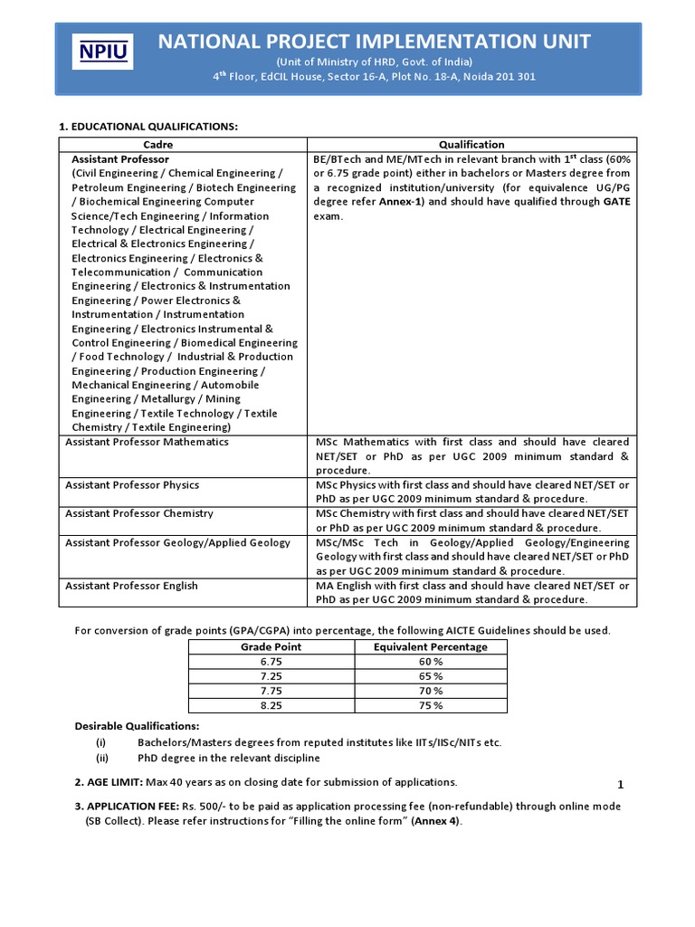 National Project Implementation Unit | PDF | Master Of Science | Doctor ...