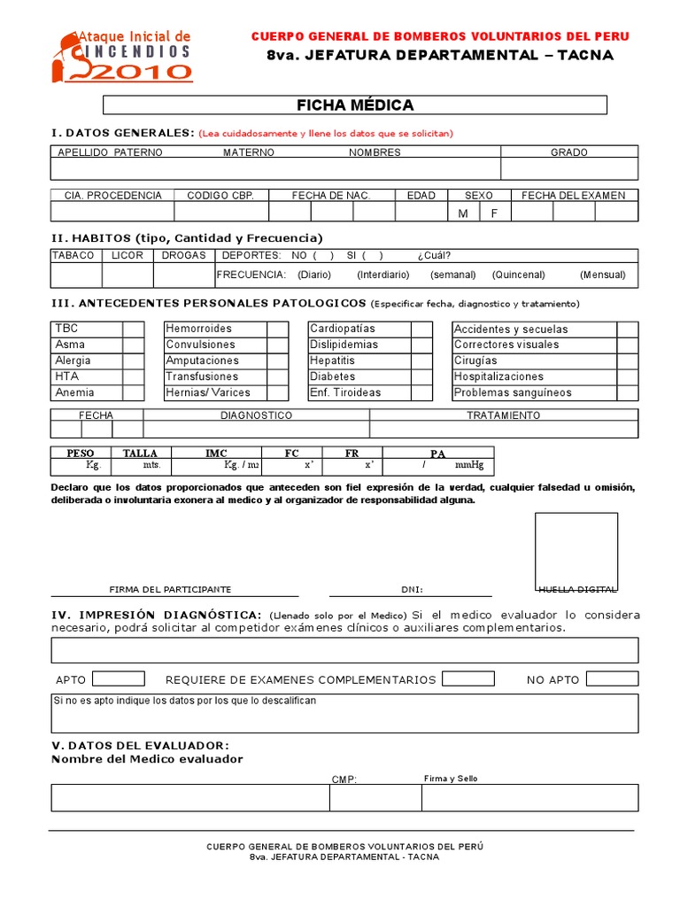 Ficha Medica | PDF | Enfermedades y trastornos | Especialidades Medicas