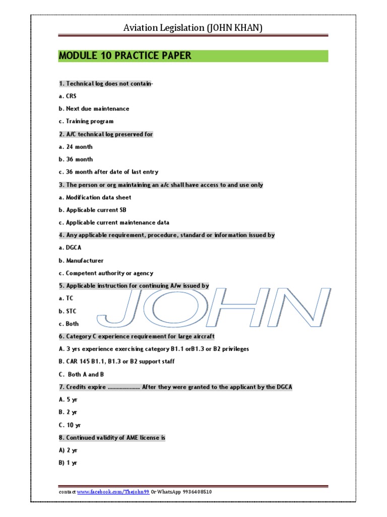 Module 10 Practice Paper | PDF | Aviation | Aeronautics