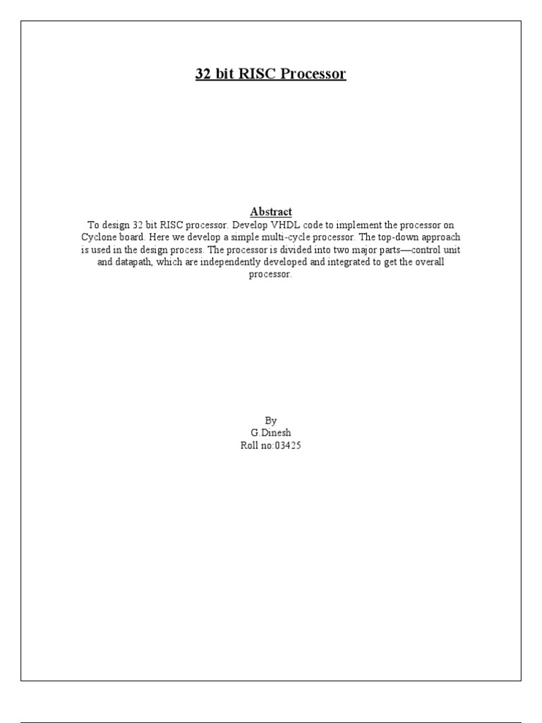32 Bit Risc Processor | PDF | Central Processing Unit | Electronic Circuits