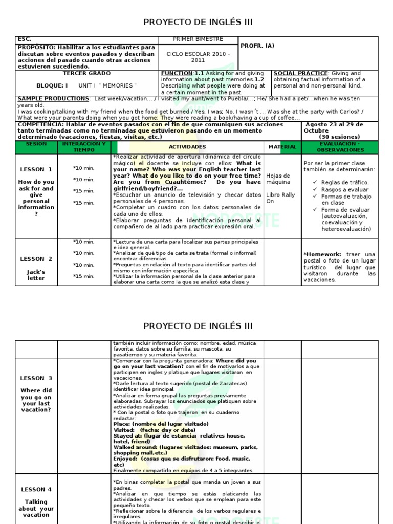 Planeación Ingles 3° Bloque I | PDF | Ciencia cognitiva | Semiótica