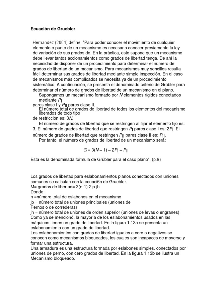 Ecuación de Gruebler | PDF | Movimiento (física) | Mecanica clasica