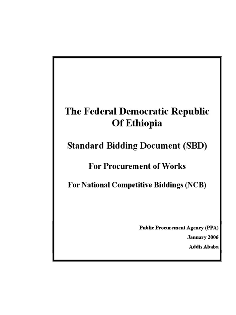 The Federal Democratic Republic of Ethiopia: Standard Bidding Document ...