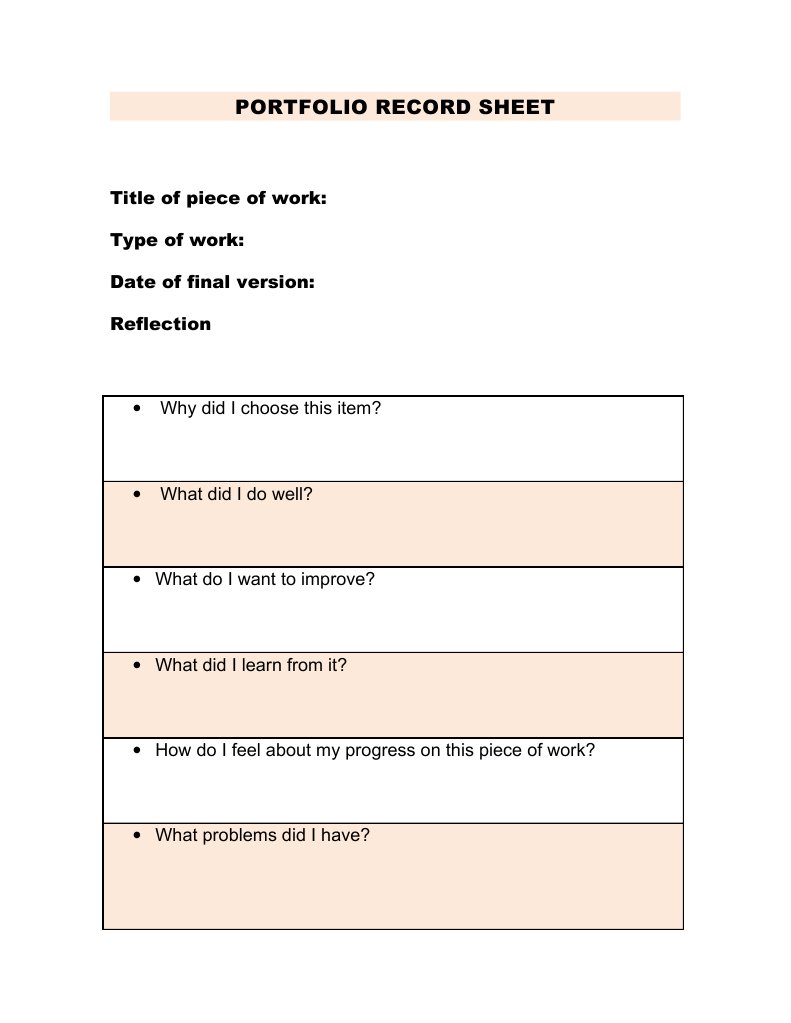 Portfolio Record Sheet | PDF | Career & Growth