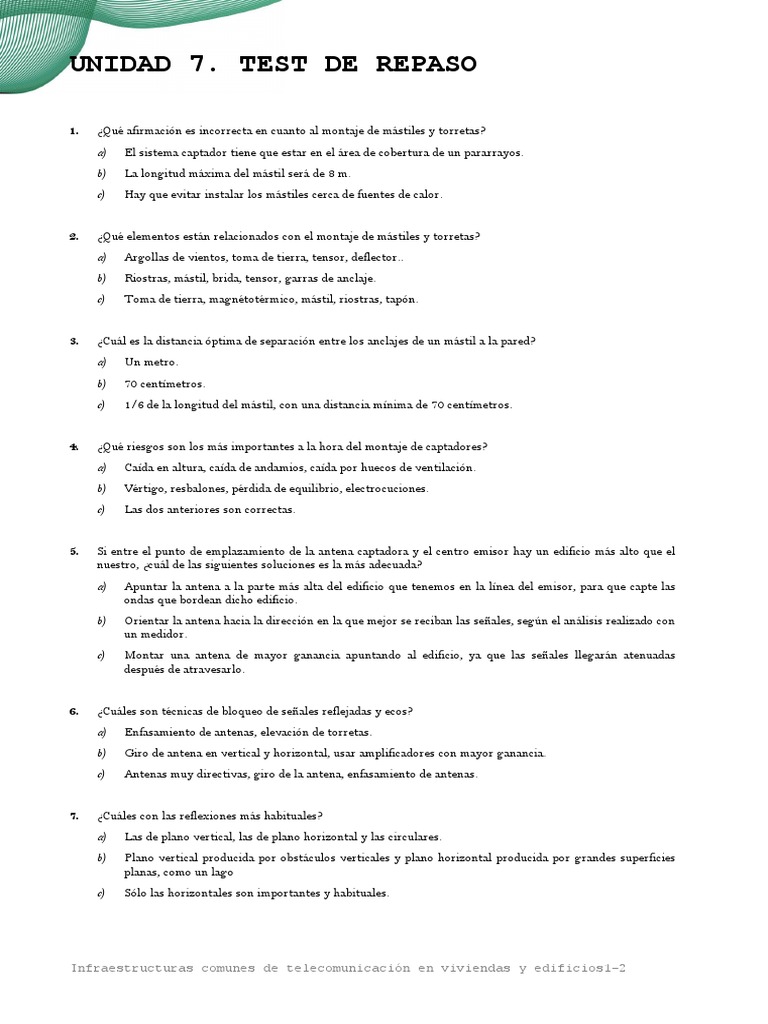 U7 Test ICT | Descargar gratis PDF | Antena (Radio) | Science