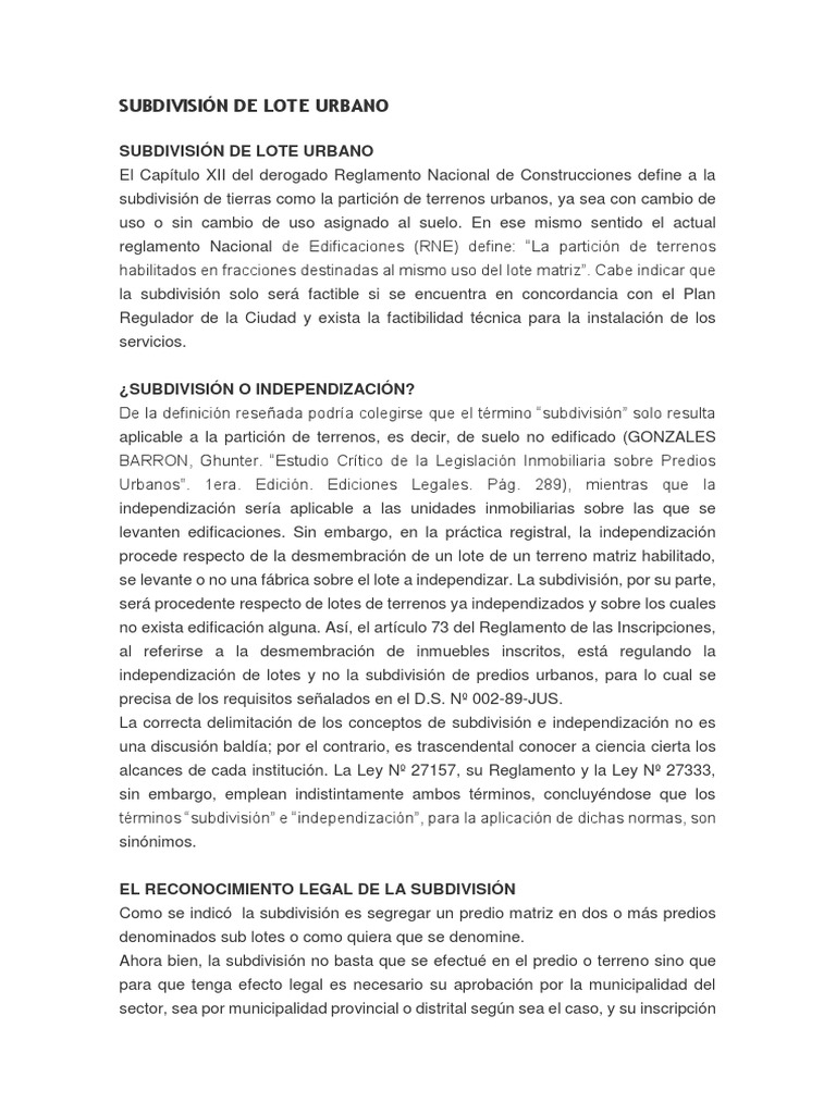 Subdivisión de Lote Urbano | PDF | Regulación | Gobierno local