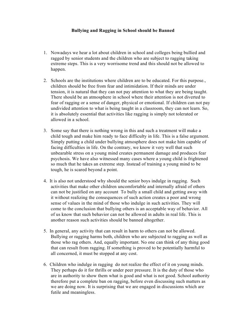 Bullying and Ragging in School Should Be Banned | PDF | Bullying ...