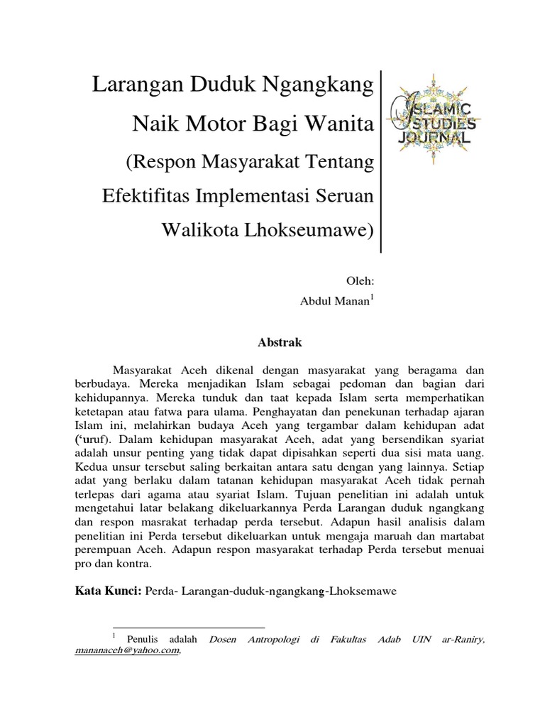 Larangan Duduk Ngangkang Naik Motor Bagi Wanita Respon Masyarakat Tentang Efektifitas ...