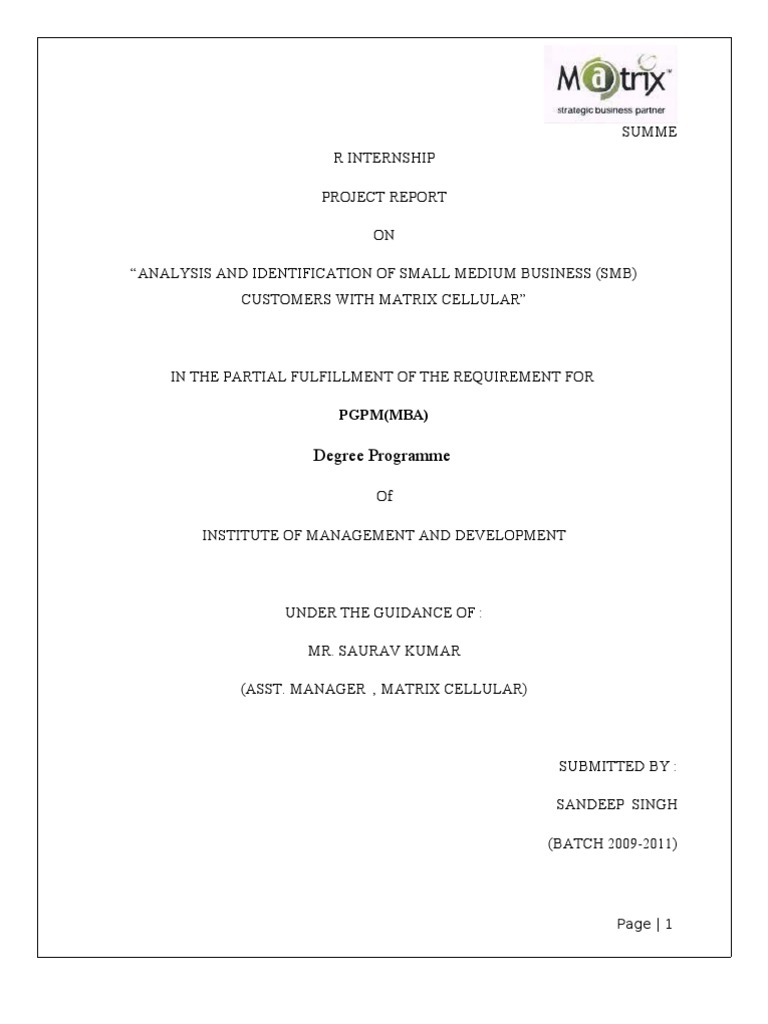 Matrix Cellular International LTD - Project-Final | PDF | Bric | Roaming