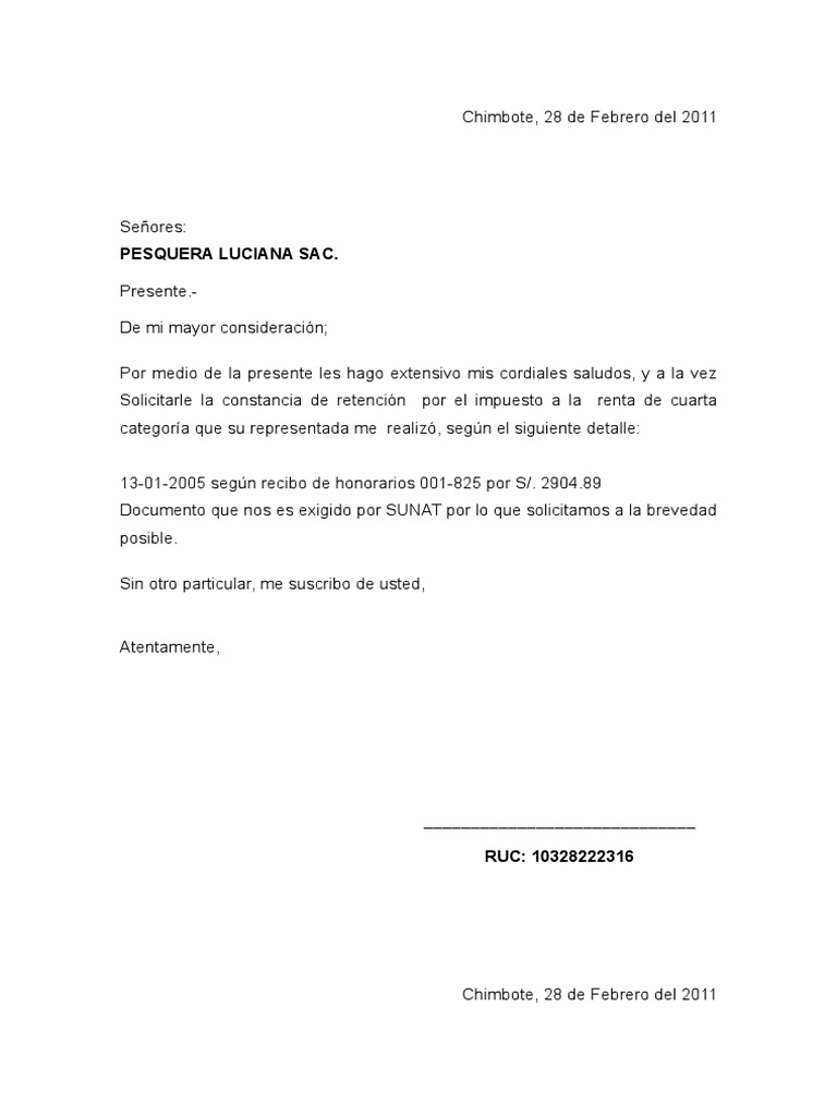 Carta de Retencion | PDF | Finanzas del gobierno | Impuestos