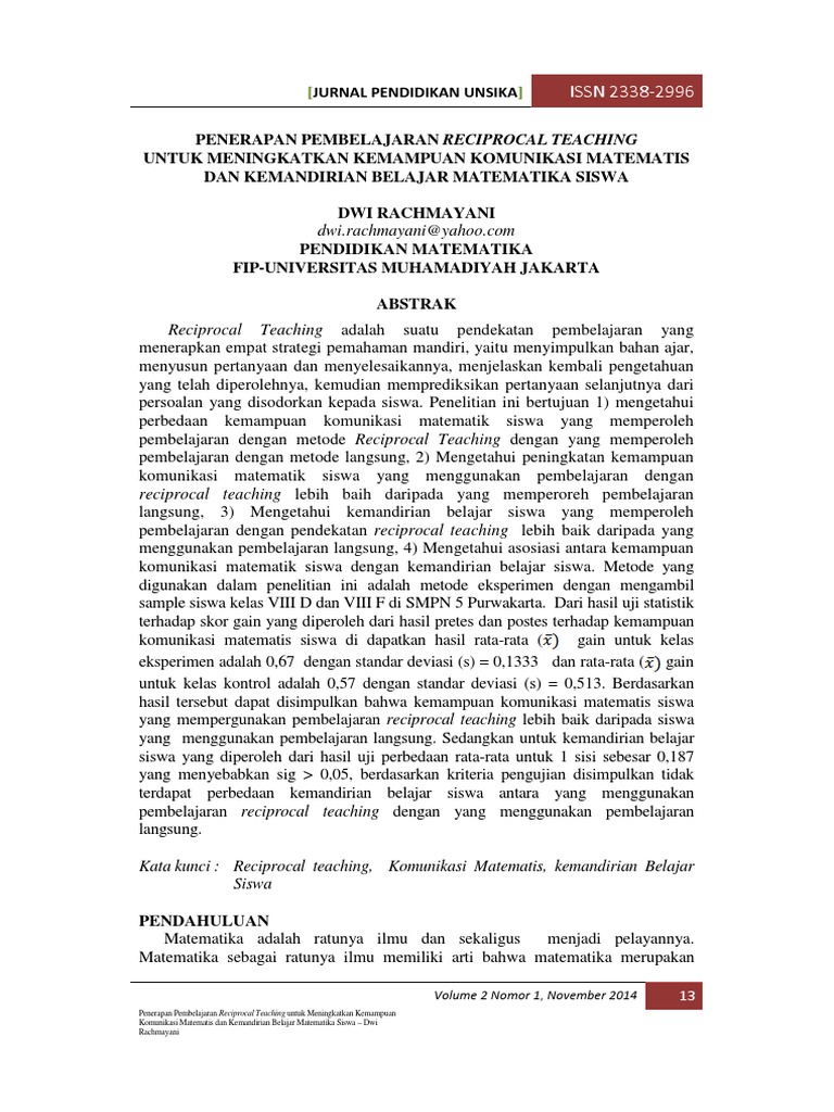 Artikel Jurnal (Dwi Rahmayani - Matematika) PDF | PDF