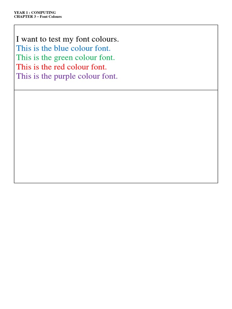 Chapter 3 - Font Colours | PDF