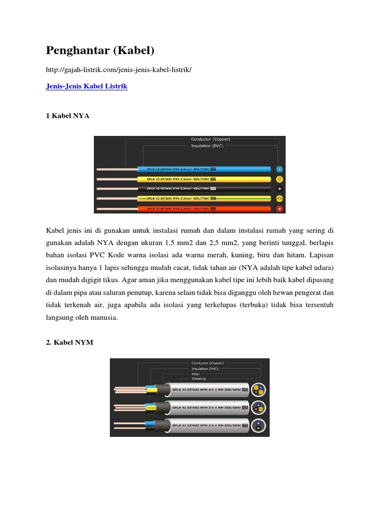 Jenis Kabel Listrik | PDF | Sains & Matematika