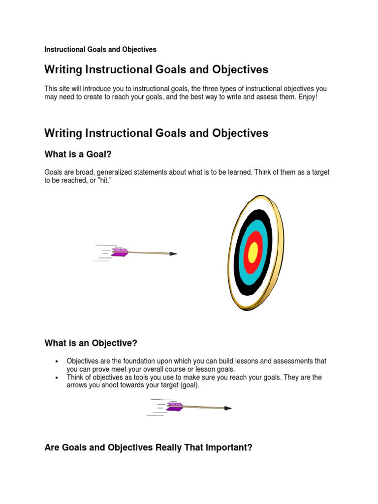 Instructional Goals and Objectives | PDF | Educational Assessment ...