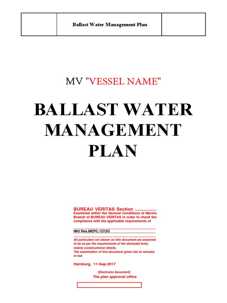Ballast Water Management Plan-BV PDF | PDF | Tonnage | Ships