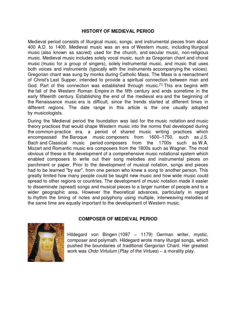 History of Medieval Period | PDF | Baroque Music | Gregorian Chant