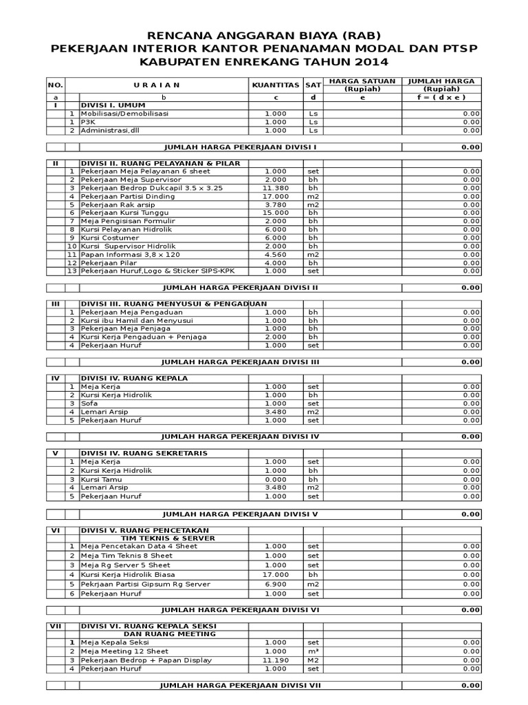 C. Form Rab KPMPTSP Enrekang Final | PDF