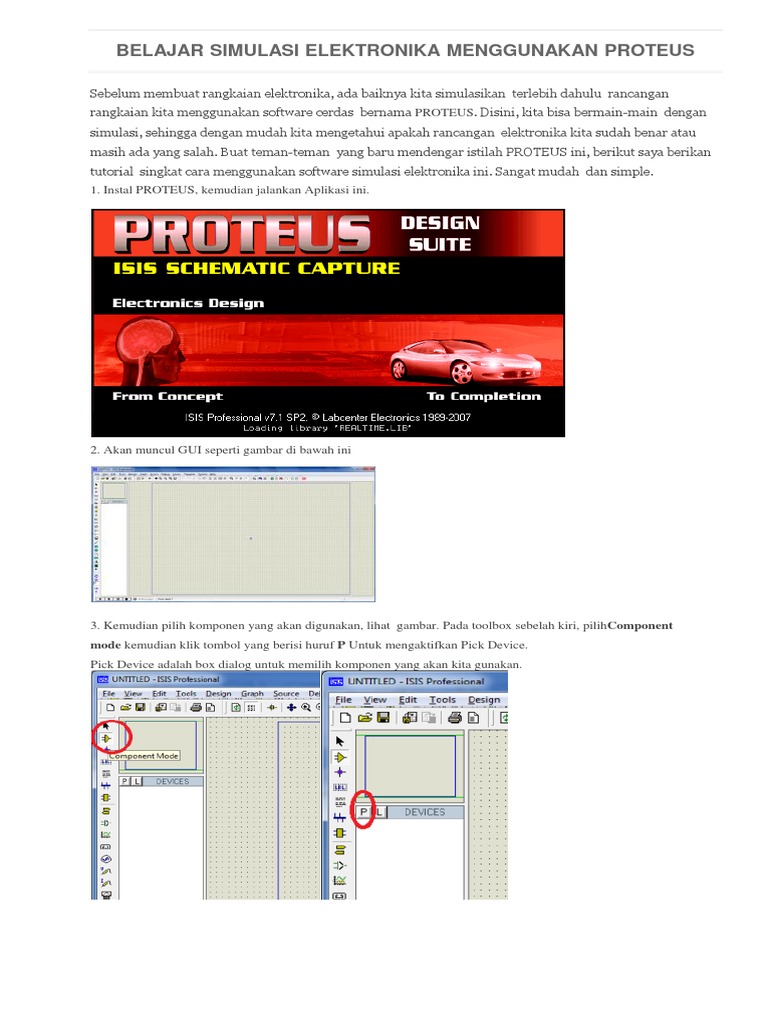 Belajar Simulasi Elektronika Menggunakan Proteus | PDF