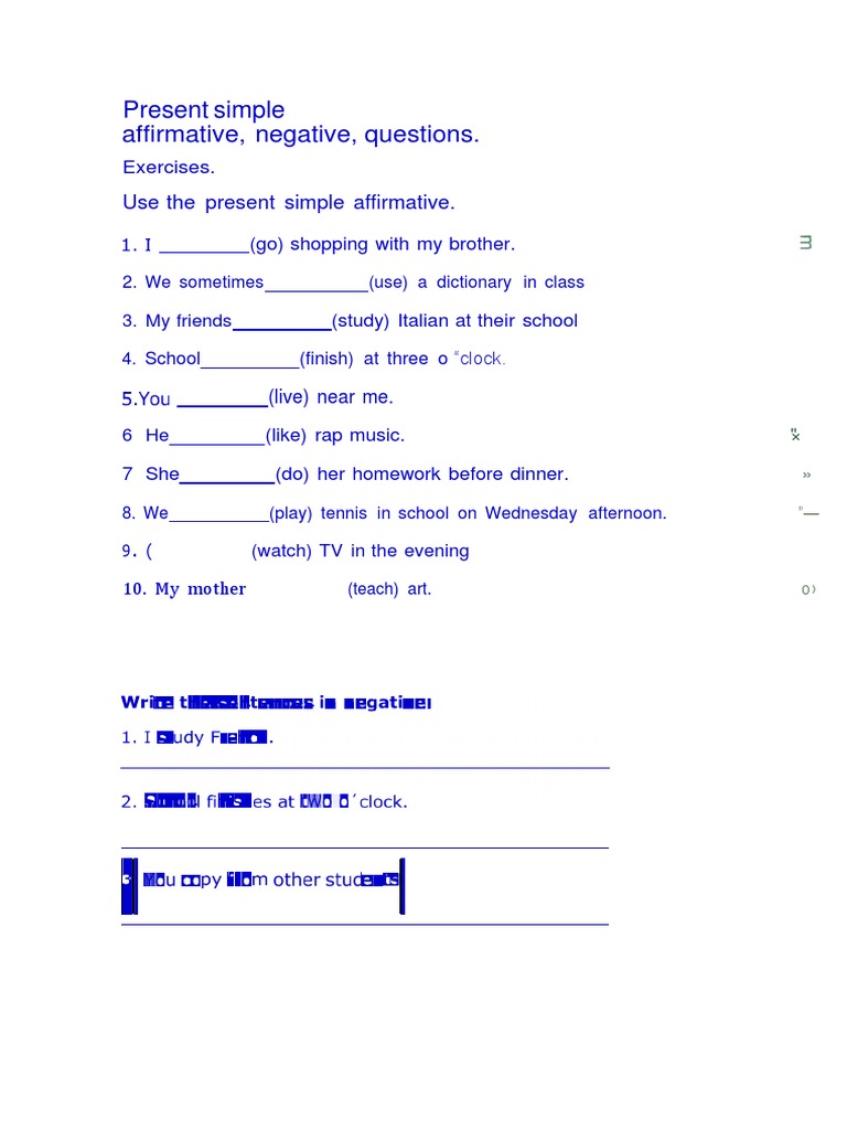 Elementary Present Simple Exercises | PDF