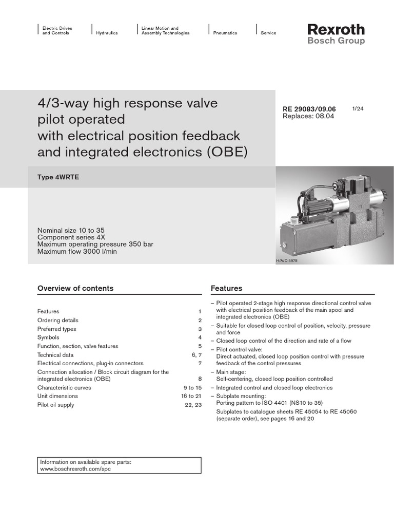 Directional High Response Valve 4wrte With Obe Re29083 | PDF ...