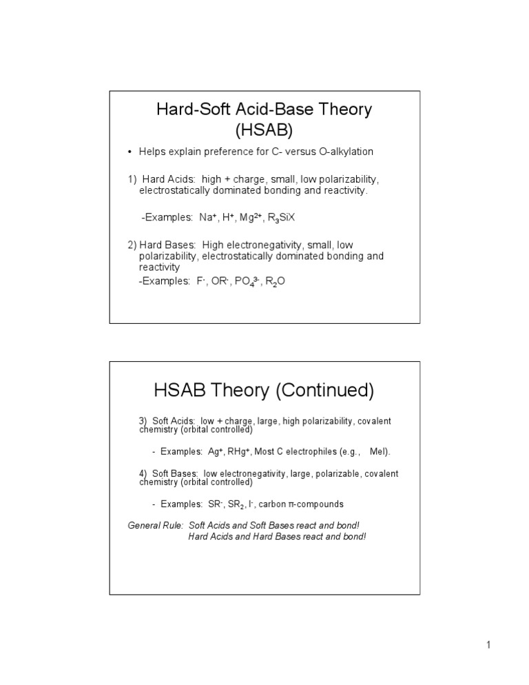 HSAB Theory: Hard and Soft Acids/Bases | PDF
