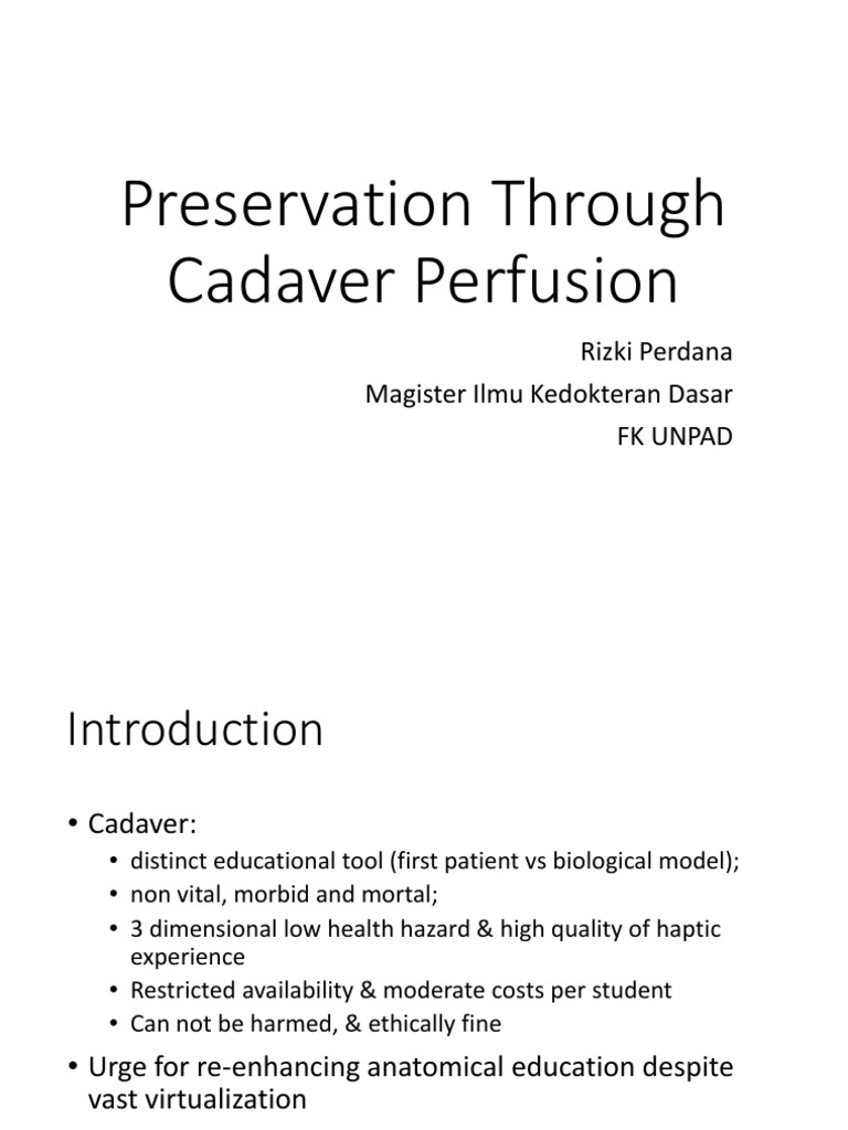 Preservation Through Cadaver Perfusion | PDF | Cadaver | Circulatory System