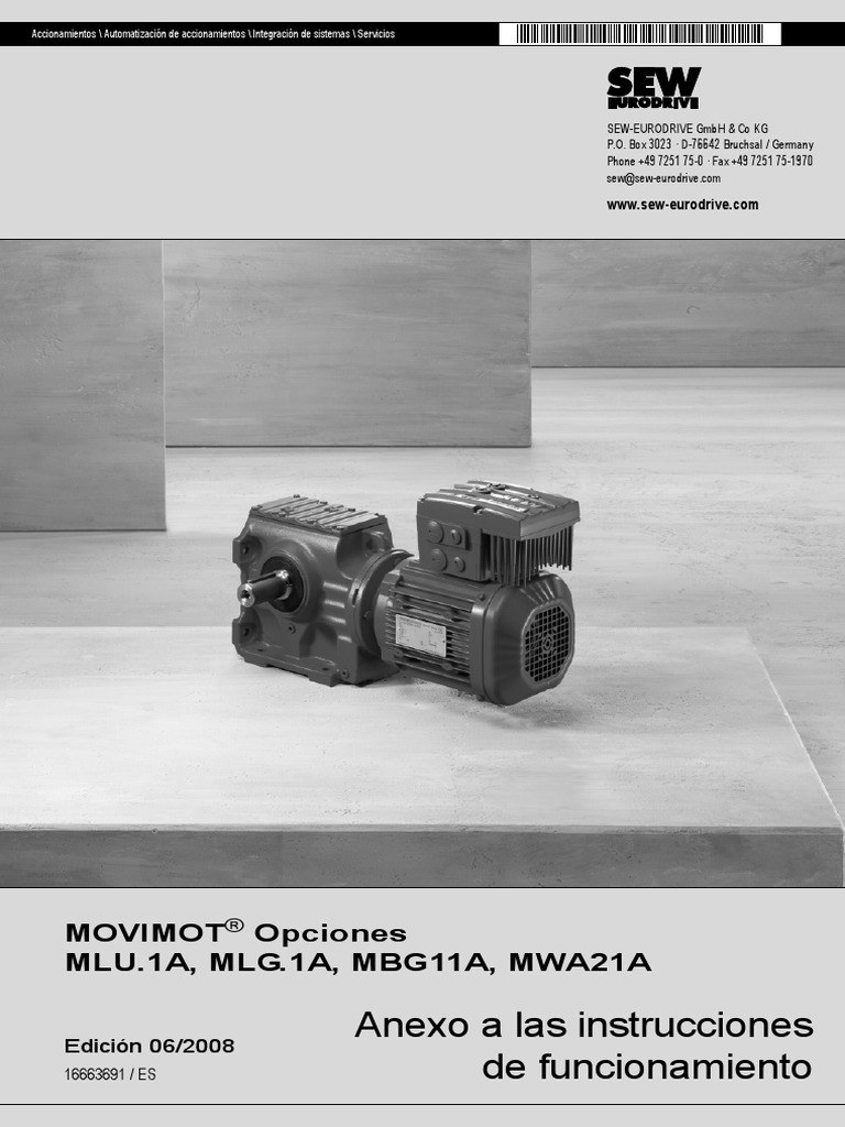 Movimot Mbg11a, Mwa21a | PDF | Descarga eléctrica | Tornillo
