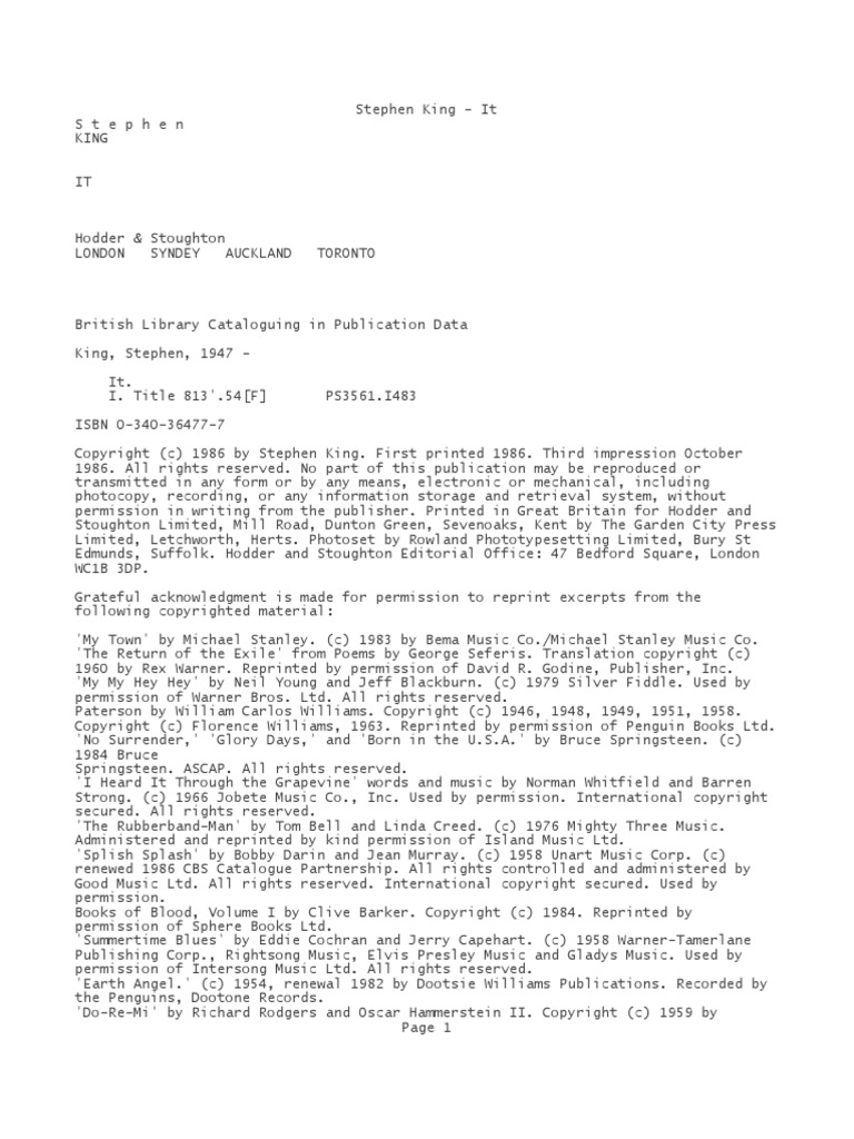 It - Stephen King's PDF | PDF