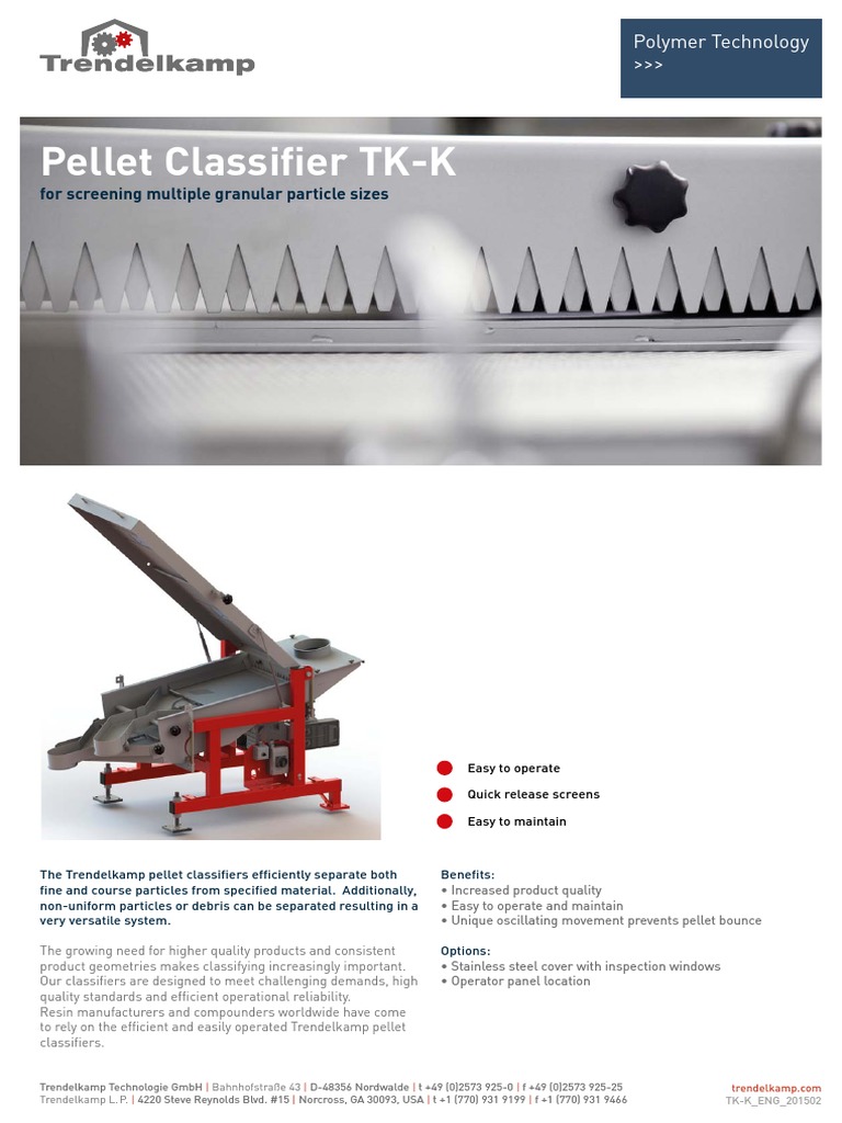 Efficient Pellet Classification and Separation with the Trendelkamp TK ...