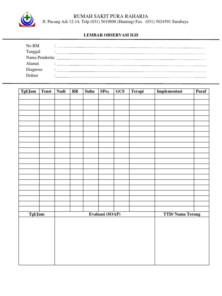 LEMBAR OBSERVASI IGD Rs Pura | PDF