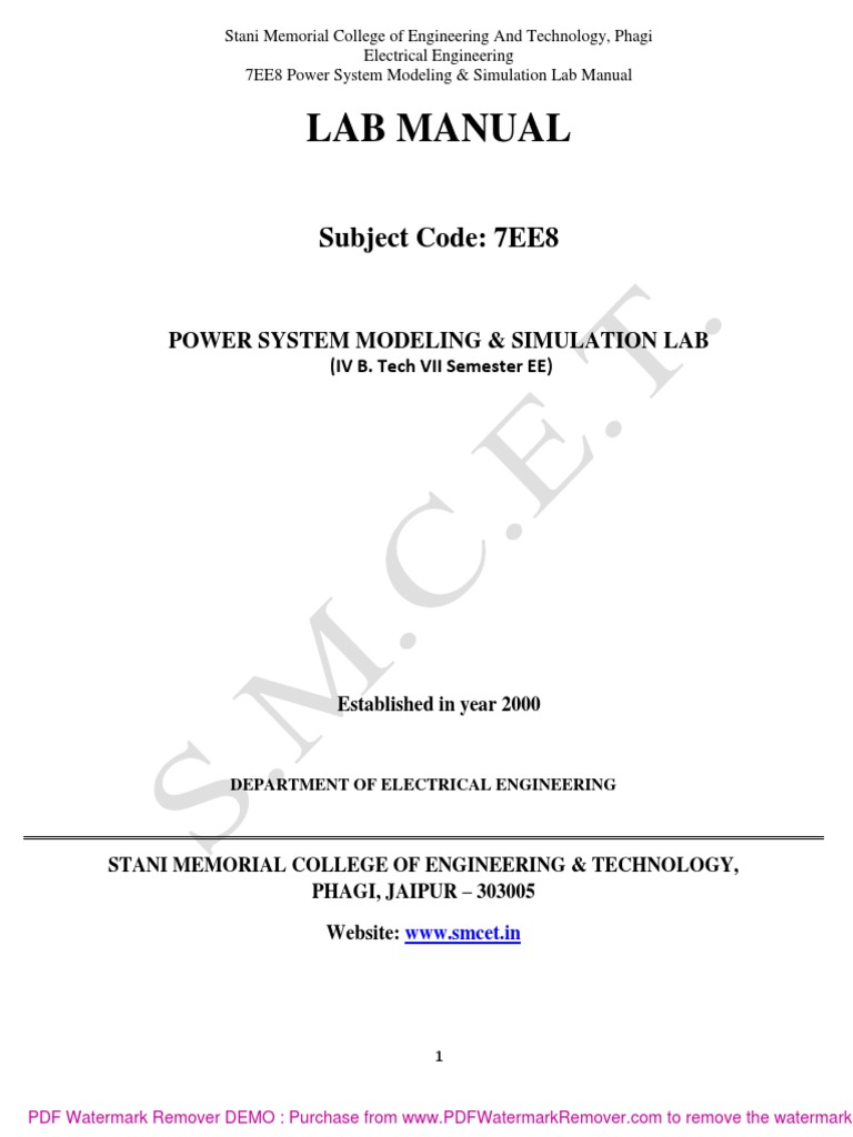 Power System Simulation Lab | PDF | Inductance | Electric Generator