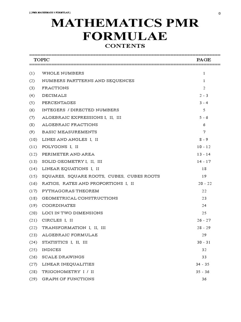 Formula Maths | PDF | Percentage | Triangle