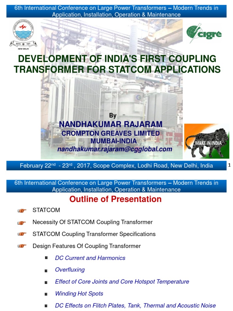 Development of India'S First Coupling Transformer For Statcom ...