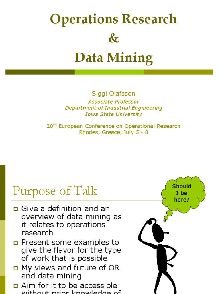 Operations Research & Data Mining: Siggi Olafsson | PDF | Statistical ...