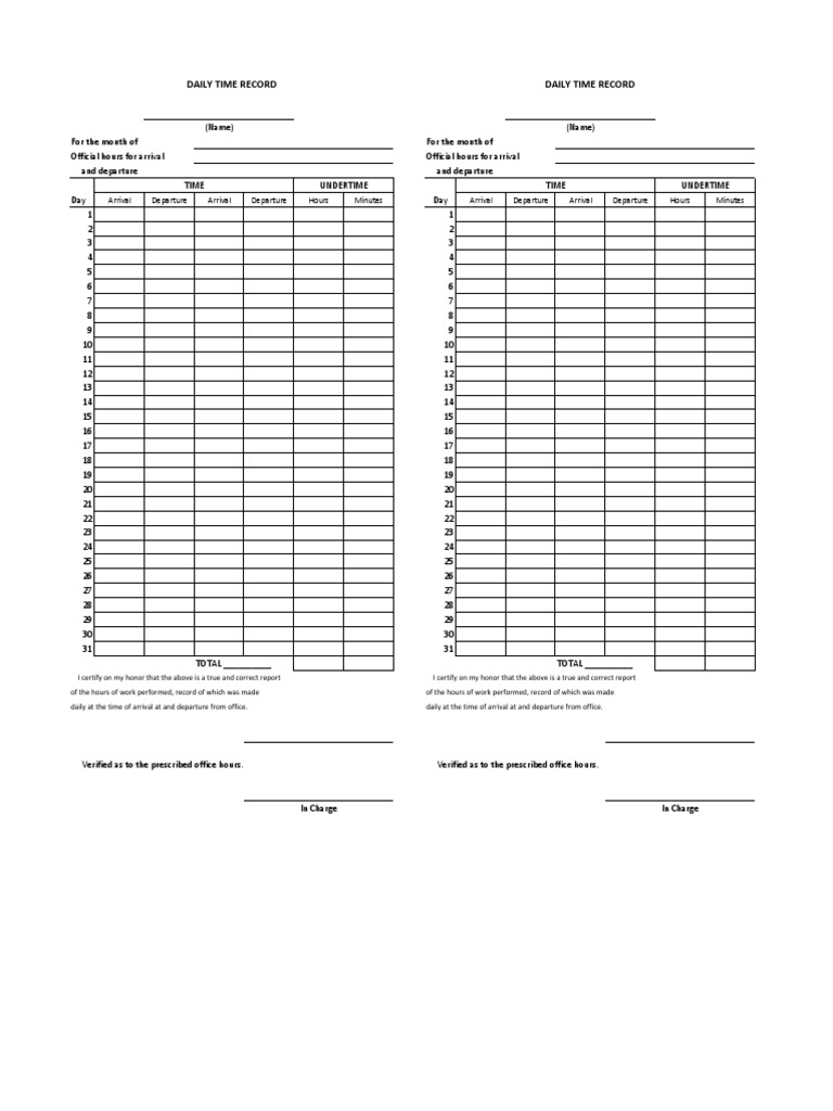 Daily Time Record PDF | PDF