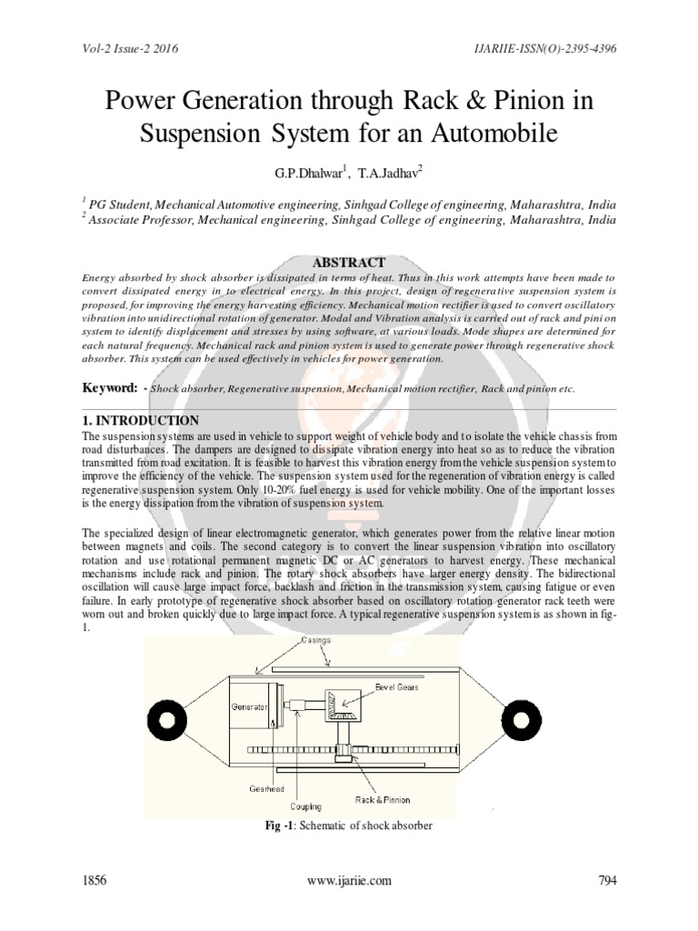 Power Generation Through Rack & Pinion in Suspension System For An ...