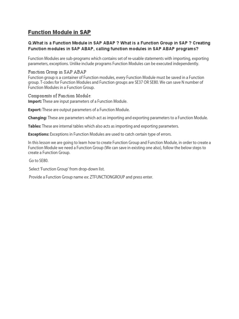 Function Module In Sap Pdf Parameter Computer Programming Subroutine 8052