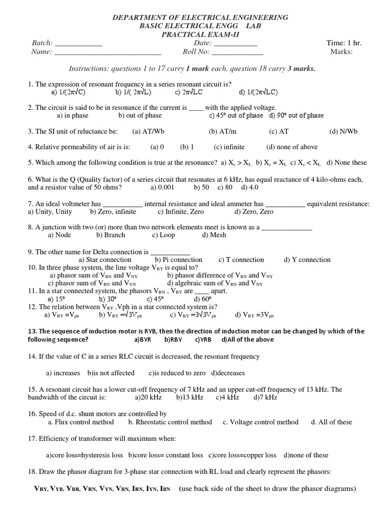 Lab Exam 2 Ques | PDF | Series And Parallel Circuits | Electrical ...