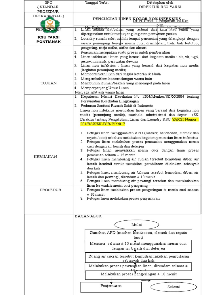SPO Pencucian Linen NON Infeksius | PDF