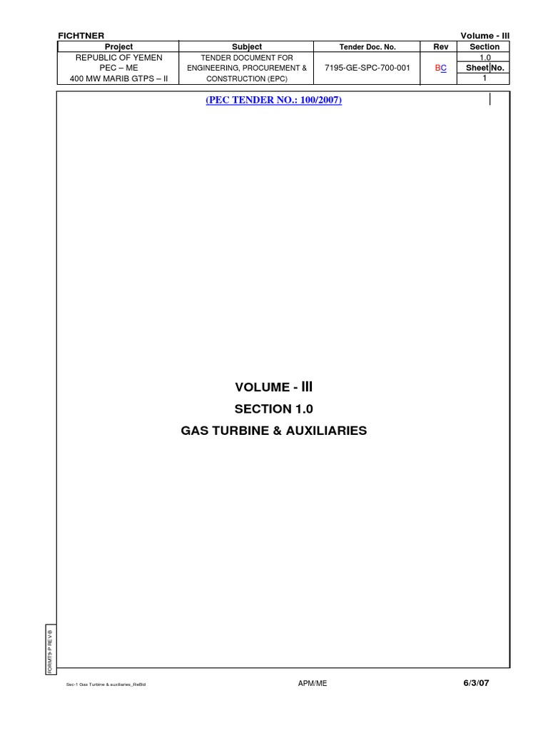 Gas Turbine Data Sheet PDF | PDF | Gas Turbine | Turbine