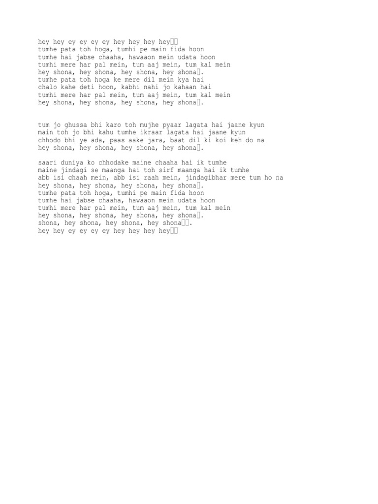 Hey Shona Lyrics | PDF