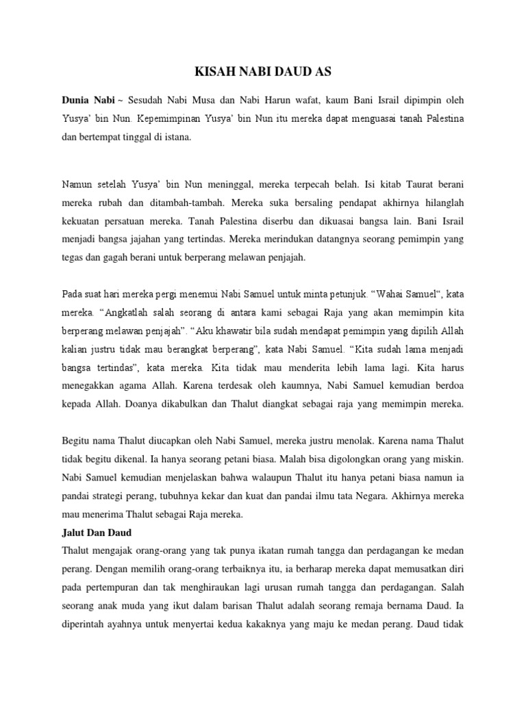 Kisah Lengkap Nabi Daud AS | PDF