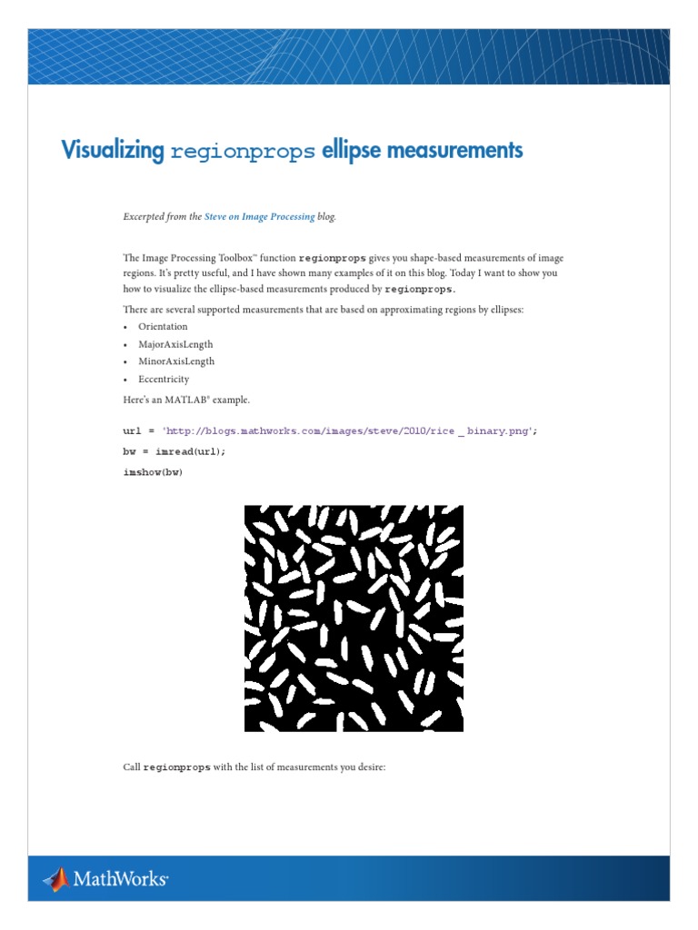 Regionprops Ellipse Measurements: Visualizing | PDF | Teaching Mathematics | Computing And ...